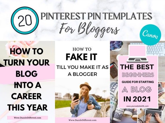 20 Pinterest Pin Blogger Templates Editable in Canva Lead | Etsy