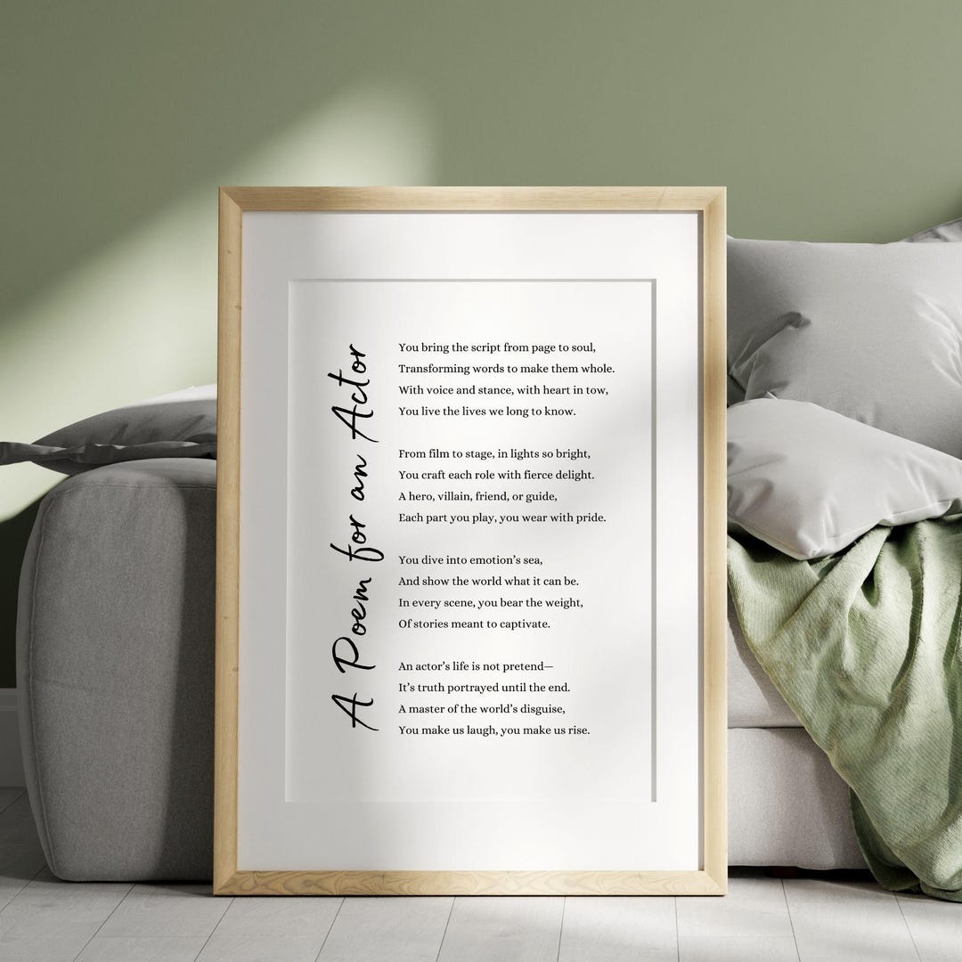 Actor Poem Gift Card Printable Wall Art Appreciation Gift for Theater ...