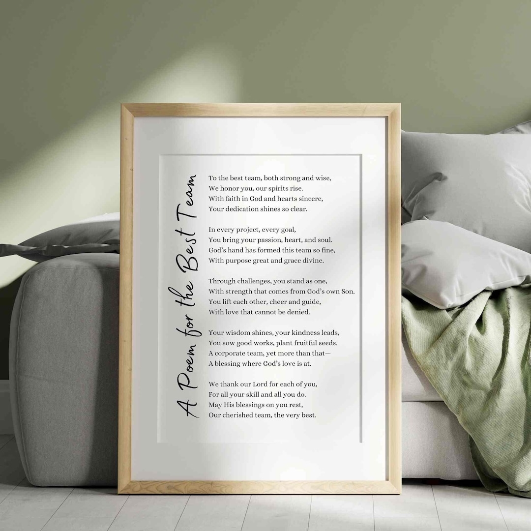 Team Poem Appreciation Gift Christian Employee Thank You Poetry Wall ...