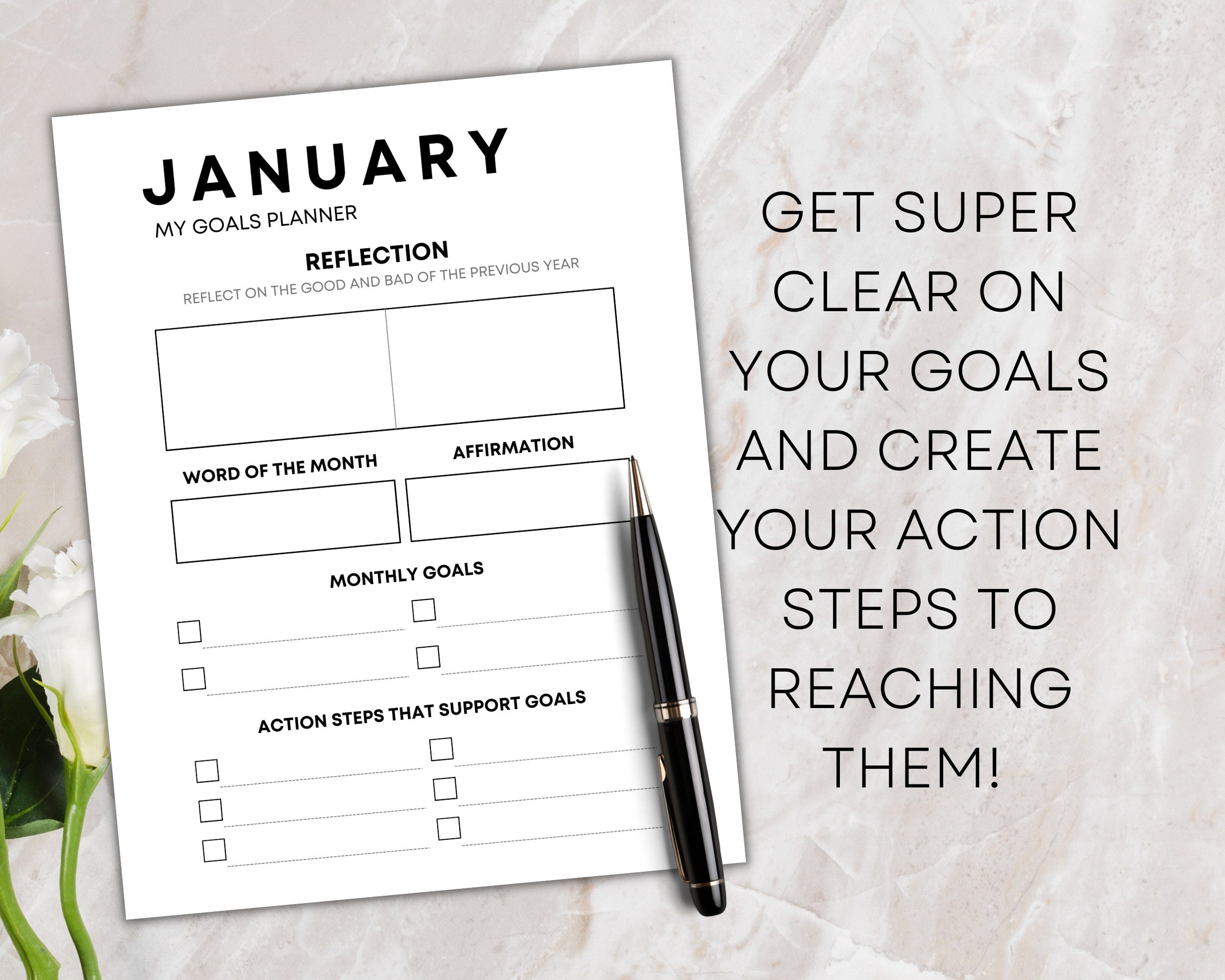 12 Month Goal Setting Printables, Productivity Tracker & Organizer Gift ...