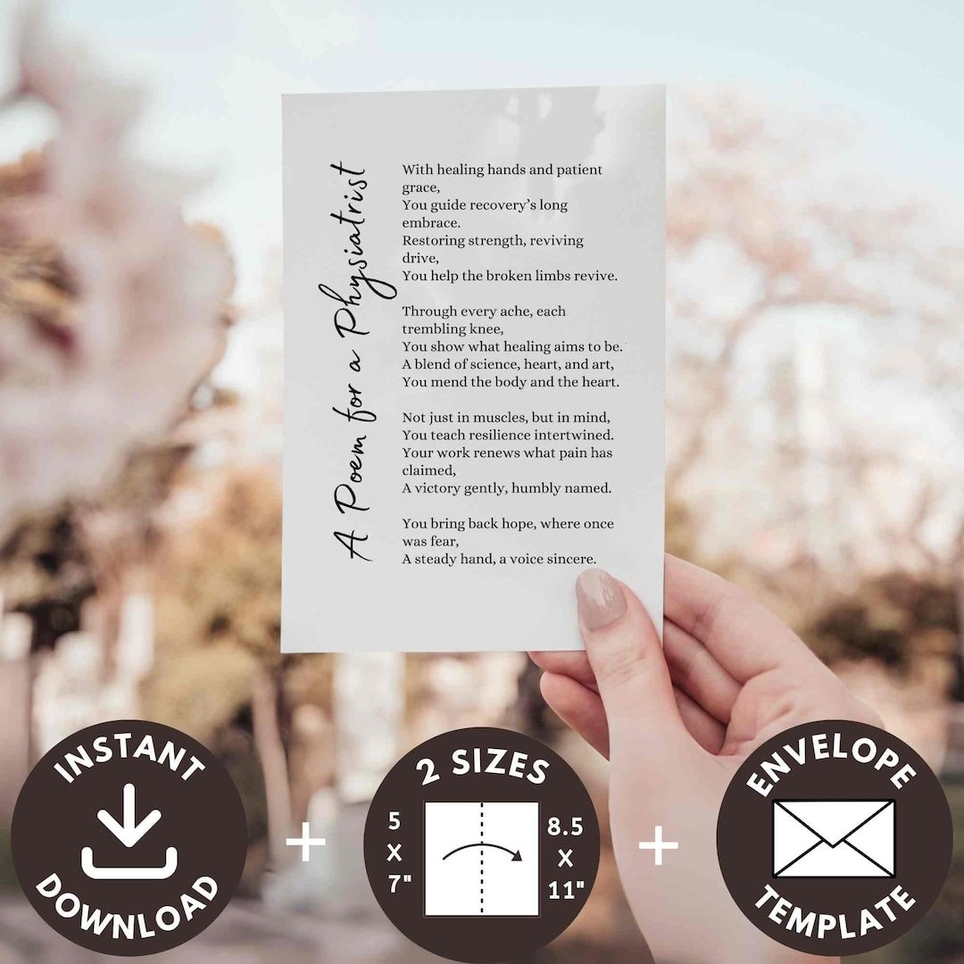 Physiatrist Gift Card Printable Poem Rehab Doctor Appreciation Card for ...