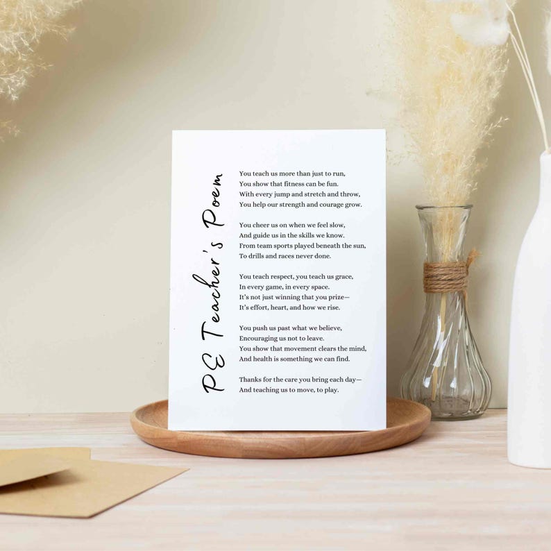 PE Teacher Poem Appreciation Gift Physical Education Teacher Poetry ...