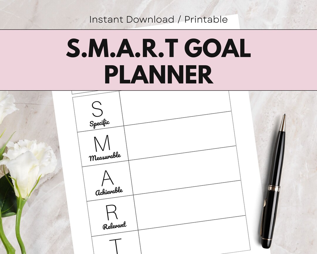 Smart Goal Planner Printable, Simple Goal Setting Worksheet, Goal ...