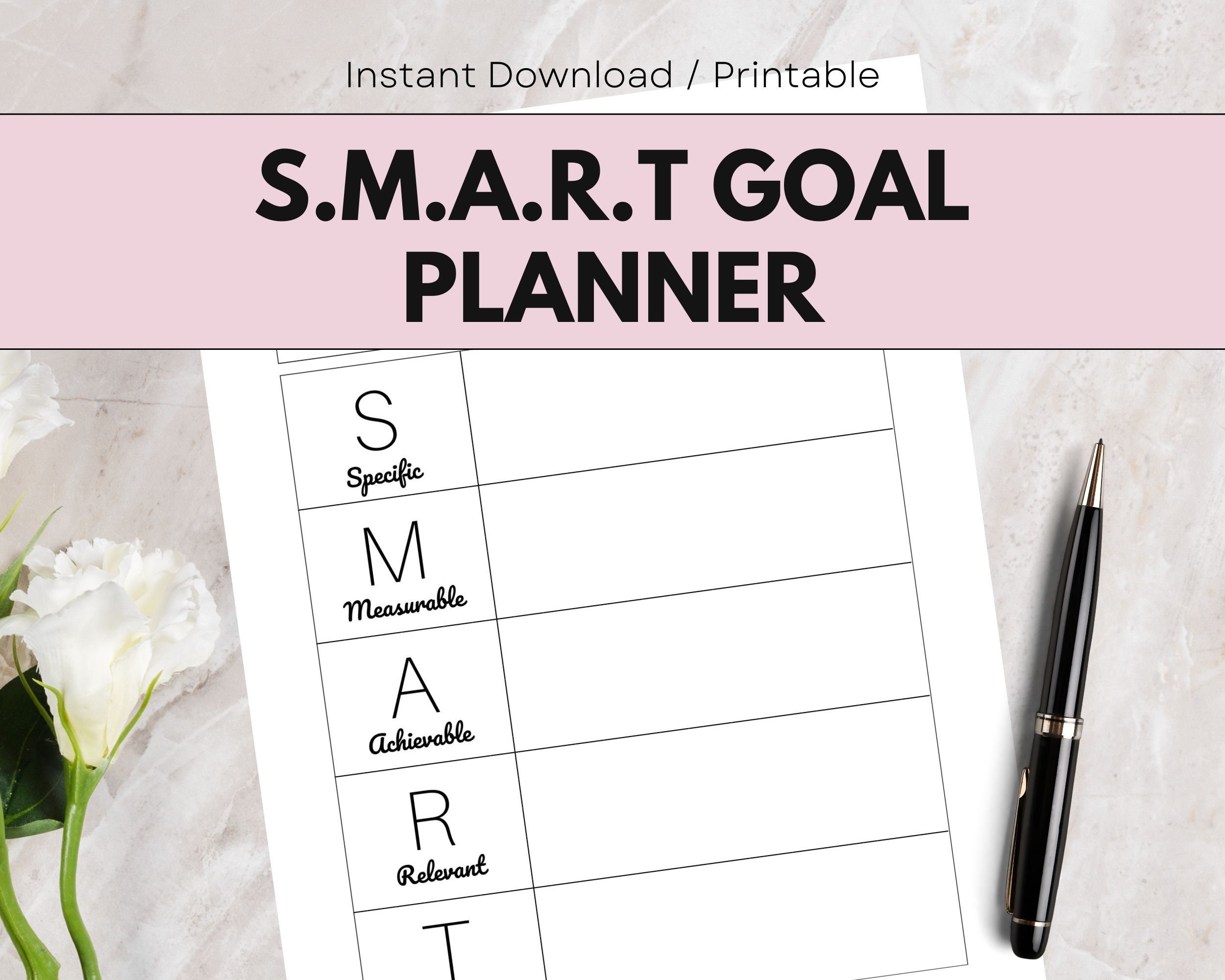 Smart Goal Planner Printable, Simple Goal Setting Worksheet, Goal ...