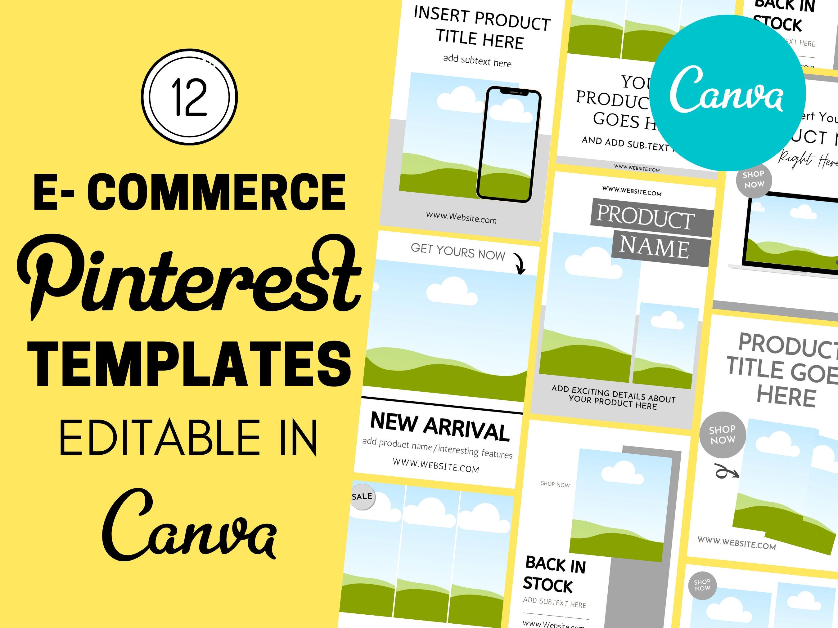 12 Ecommerce Pinterest Templates Editable in Canva, Product-based ...