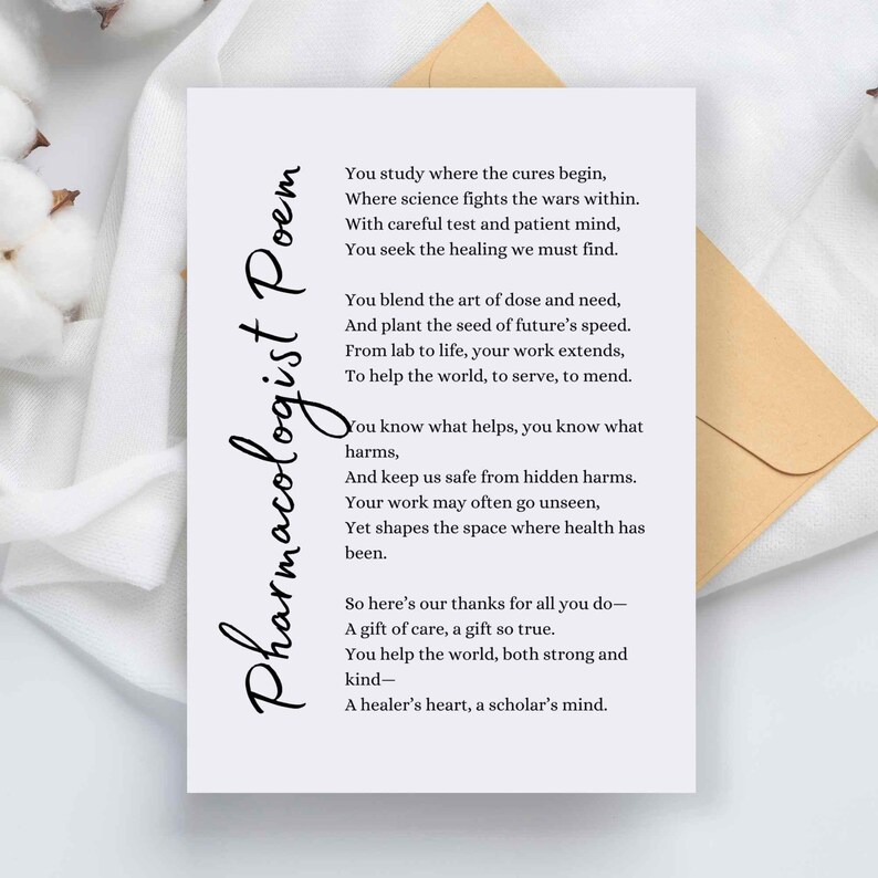 Pharmacologist Poem Gift Card Printable Wall Art Appreciation Gift for ...