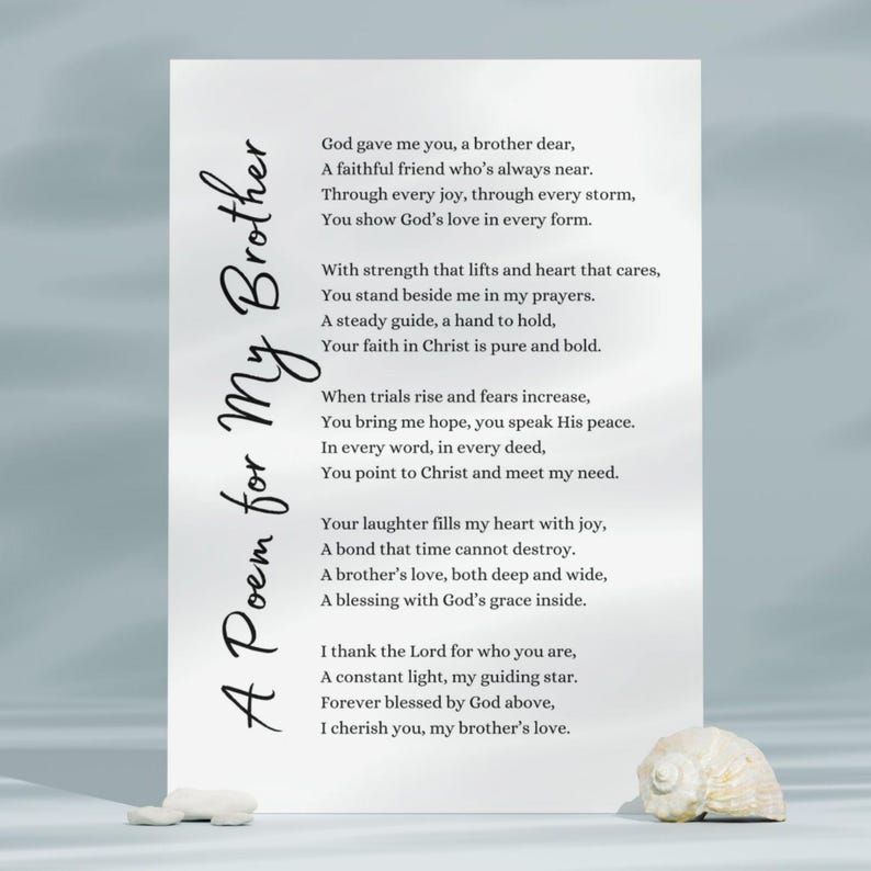 Brother Poem, Appreciation Gift, Christian Brother Poetry Wall Art ...