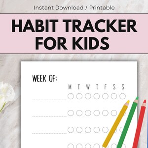 Habit Tracker Printable for Kids, Daily & Weekly Habit Worksheet for ...