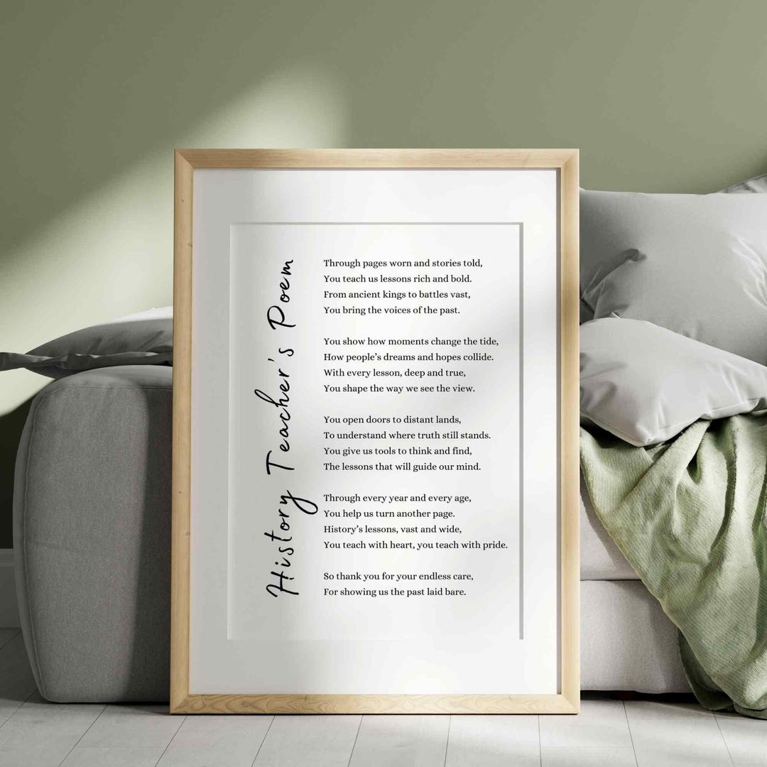 History Teacher Poem Appreciation Gift Social Studies Poetry Wall Art ...
