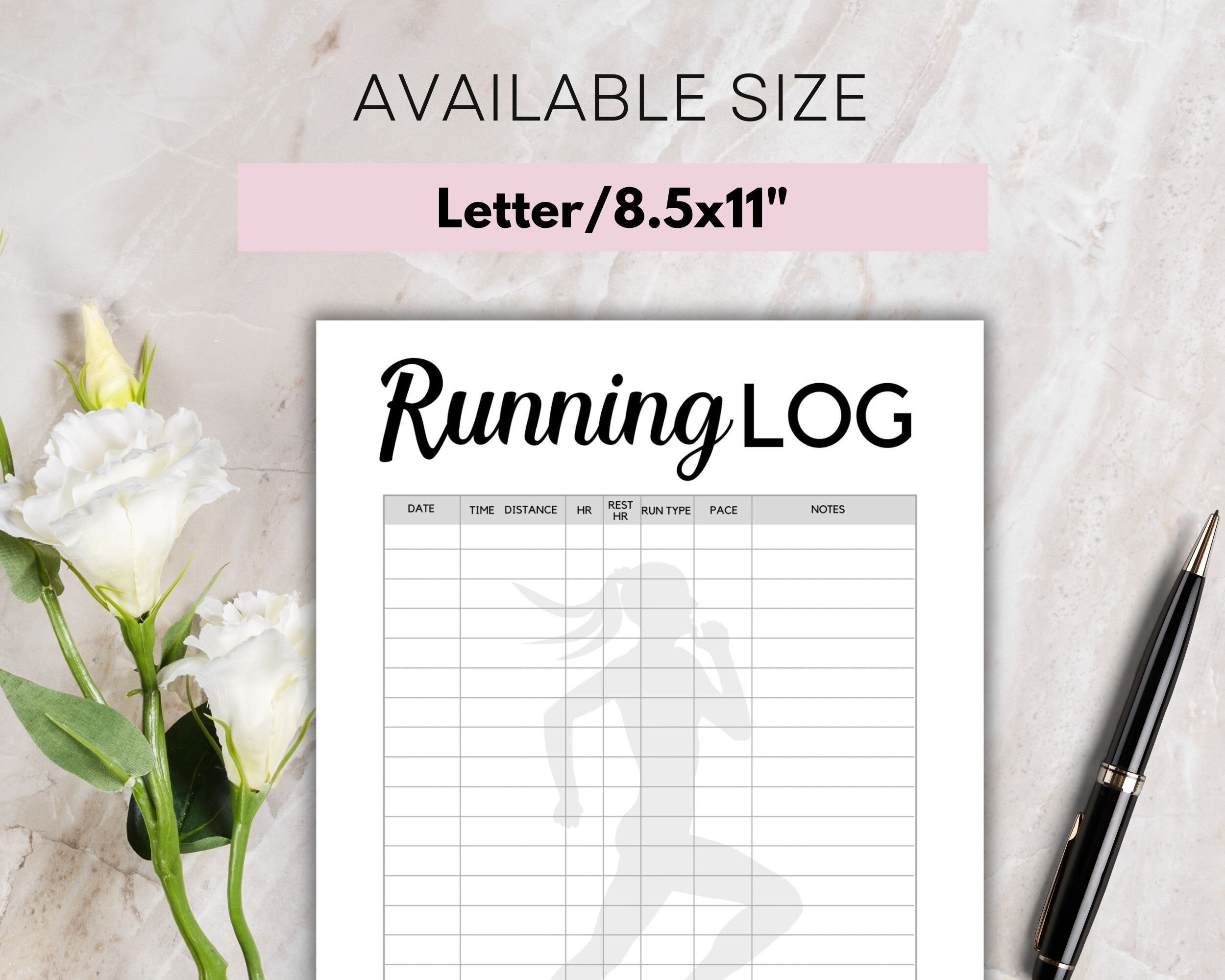 Running Log Printable for Women Cardio Training Journal - Etsy