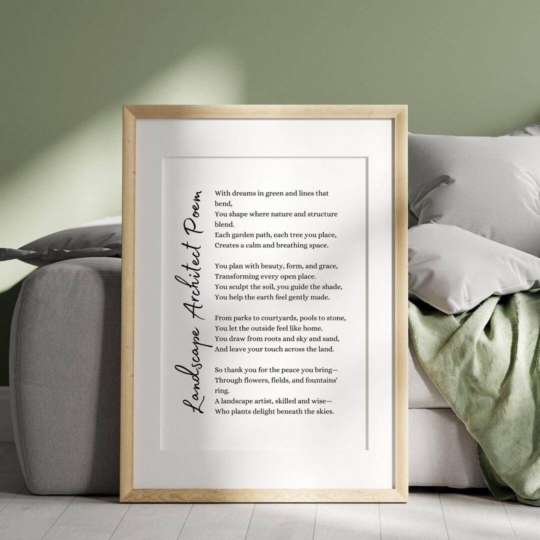Landscape Architect Poem Gift Card Printable Wall Art Appreciation Gift ...