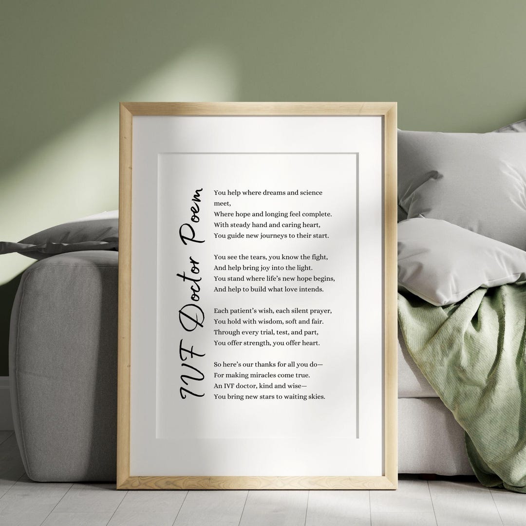 IVF Doctor Poem Gift Card Printable Wall Art Appreciation Gift ...