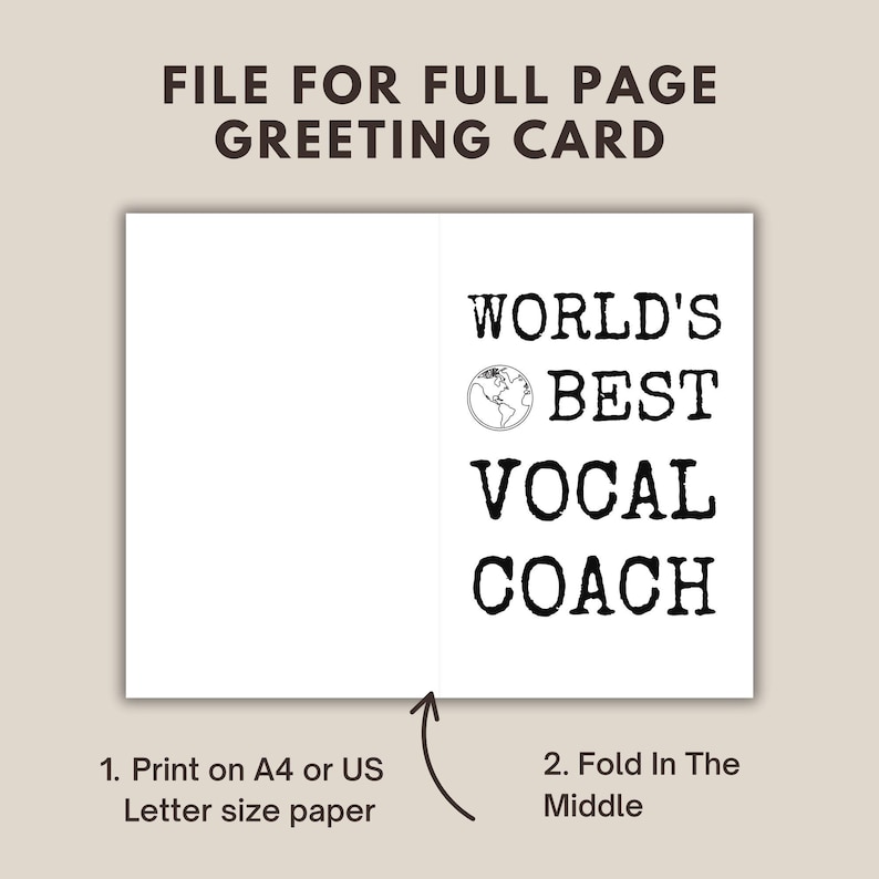 Vocal Coach Gift Card Printable Appreciation Greeting Music Teacher ...