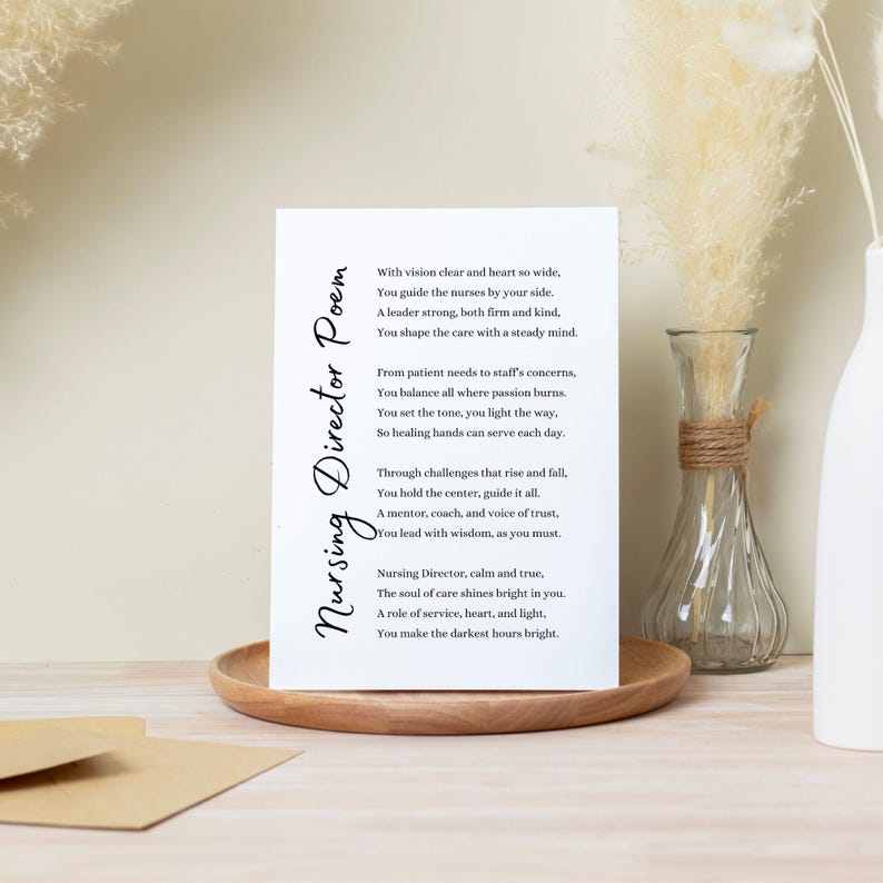 Nursing Director Poem Gift Card Printable Wall Art Appreciation Gift ...