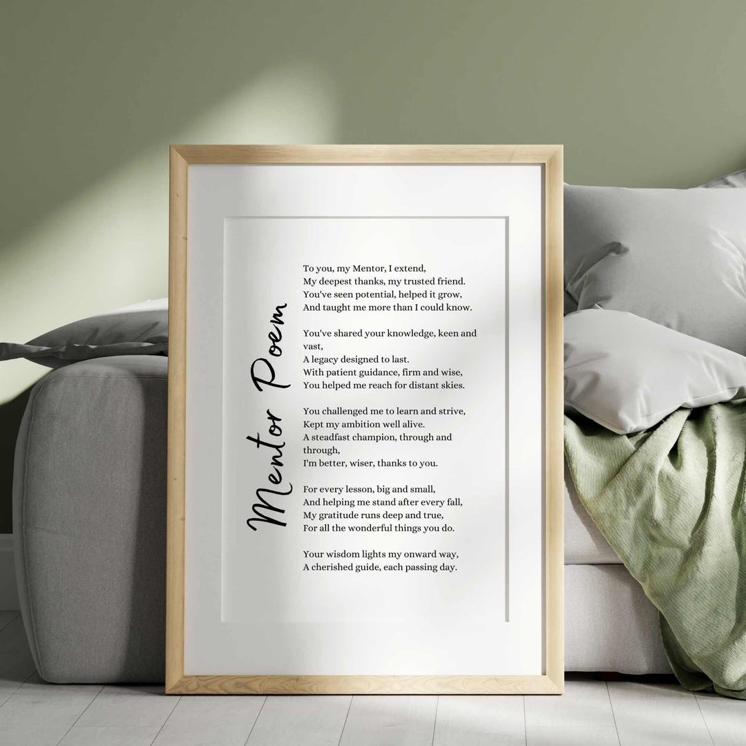 Mentor Poem Appreciation Gift, Guidance Poetry Wall Art Print ...