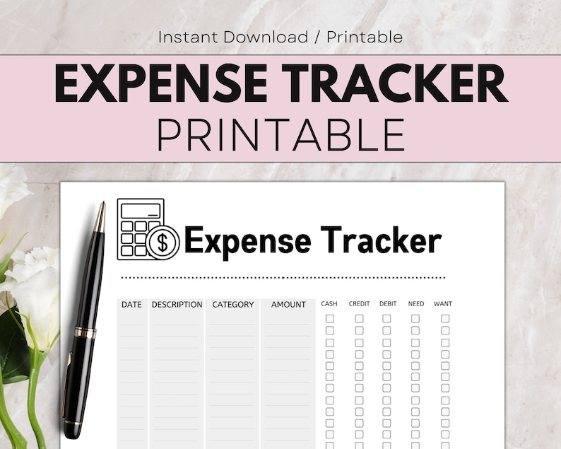 Expense Tracker Printable, Spending Log, Purchase Log, Transaction Log ...