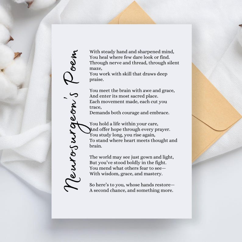 Neurosurgeon Poem Appreciation Gift Brain Surgeon Medical Hero Life ...