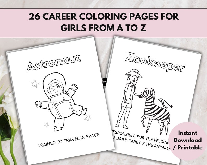A to Z Career Coloring Pages for Girls, A-Z Printable, Abc Alphabet ...