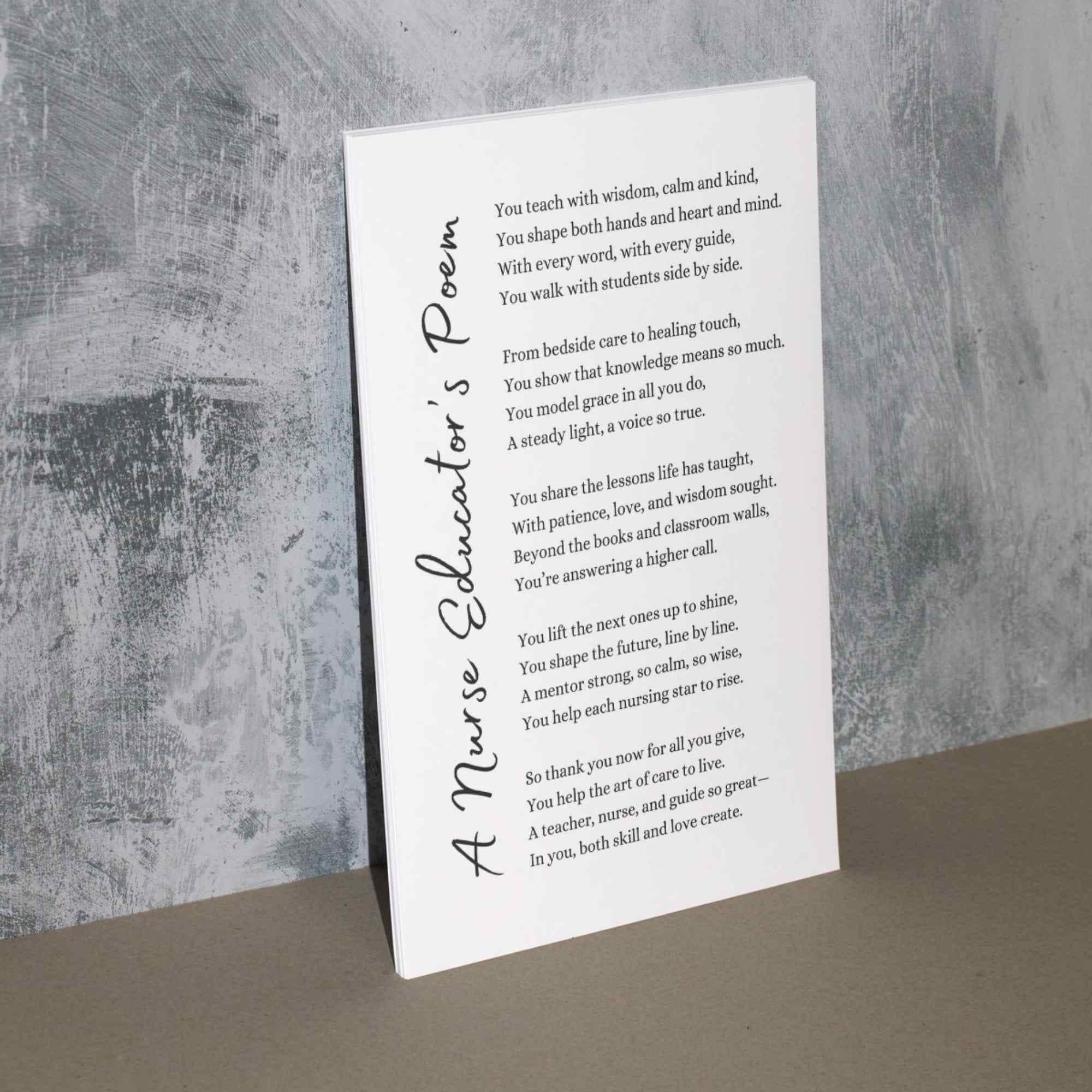 Nurse Educator Poem Appreciation Gift Nursing Instructor Poetry Wall ...