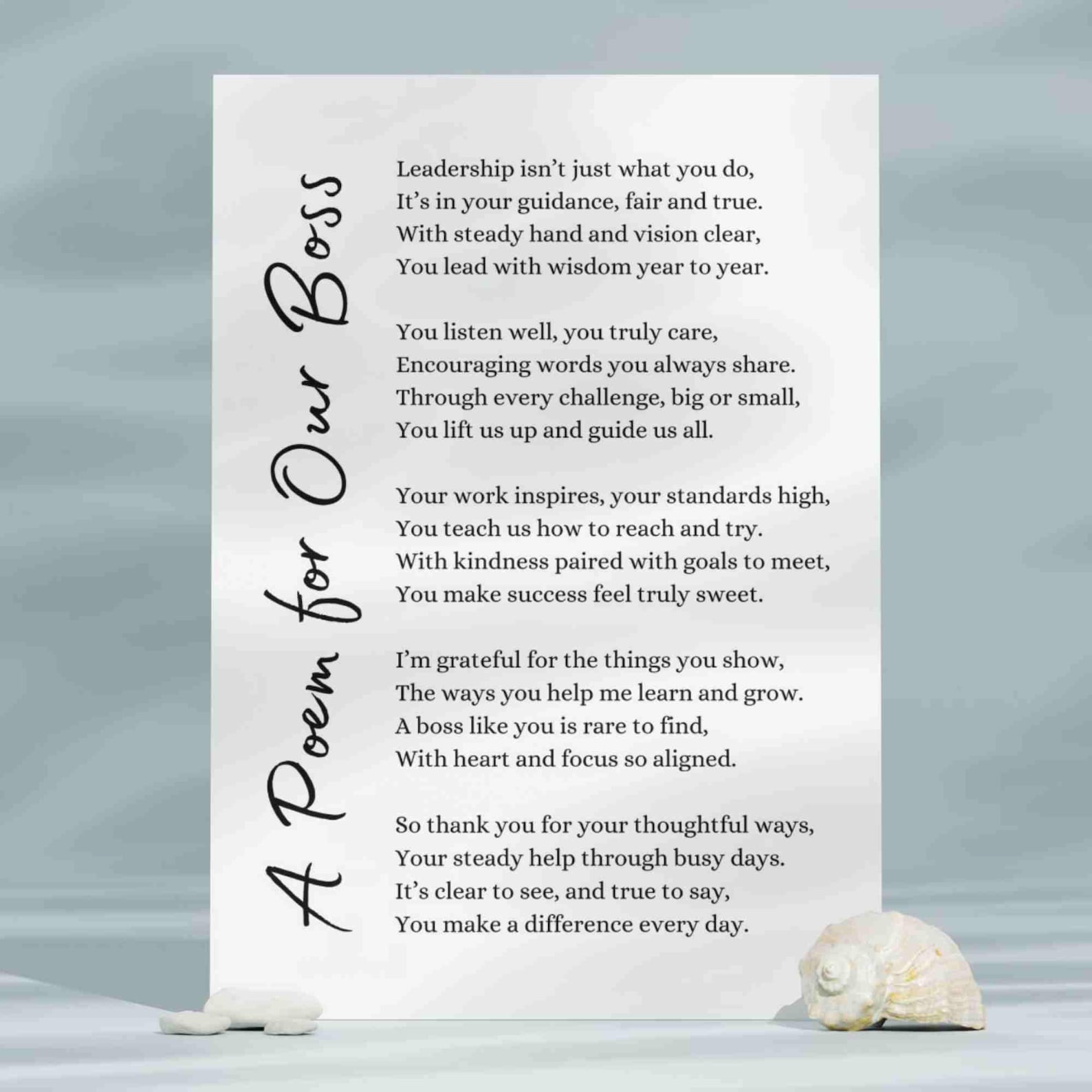 Boss Poem Gift Card Printable Wall Art Appreciation Gift for Manager ...