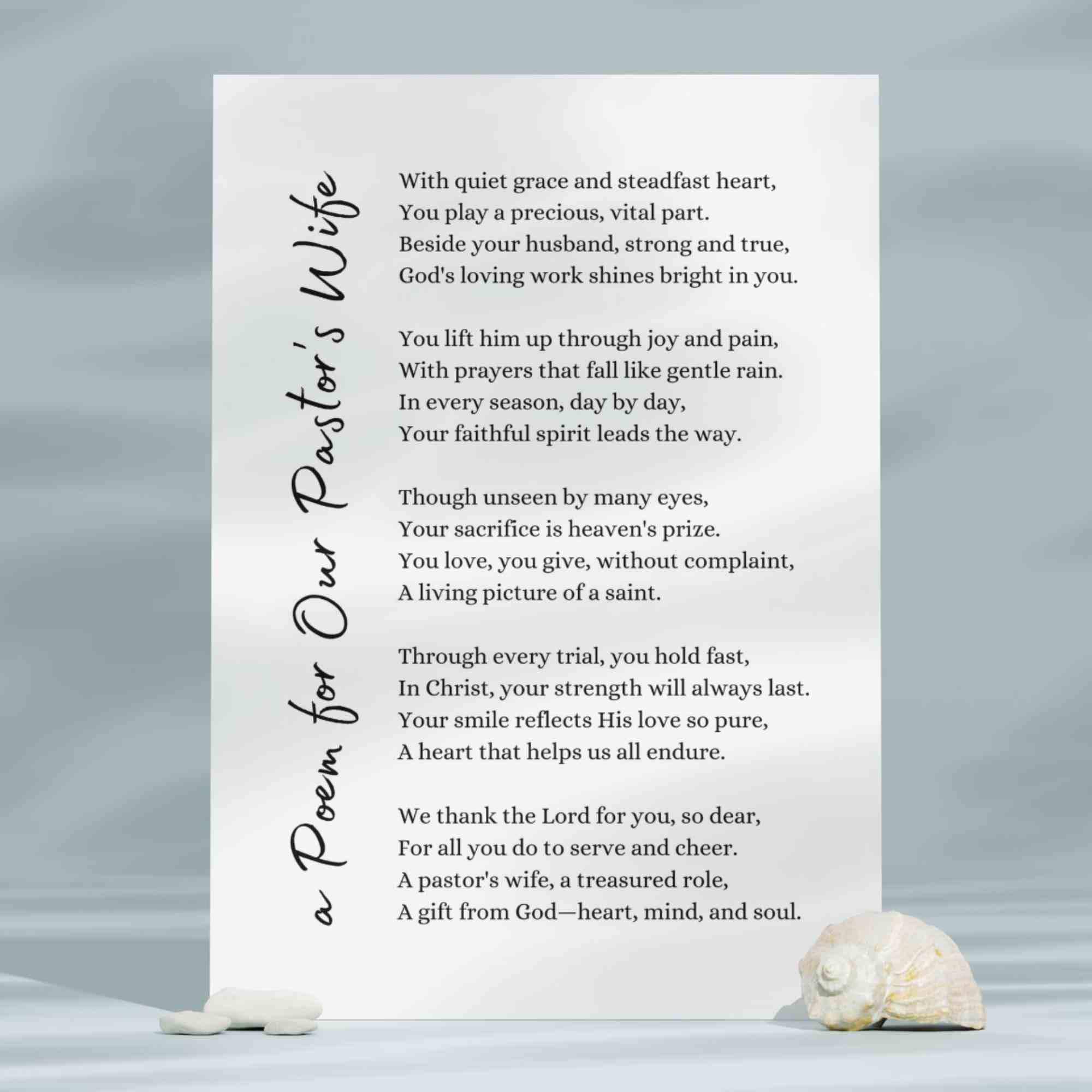 Pastor’s Wife Appreciation Poem, Pastor’s Wife Gift, Poetry Wall Art ...