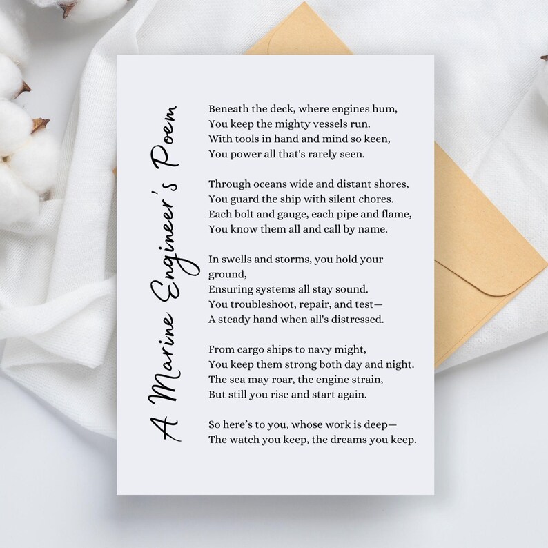 Marine Engineer Poem Printable Wall Art Gift for Naval Architect or ...