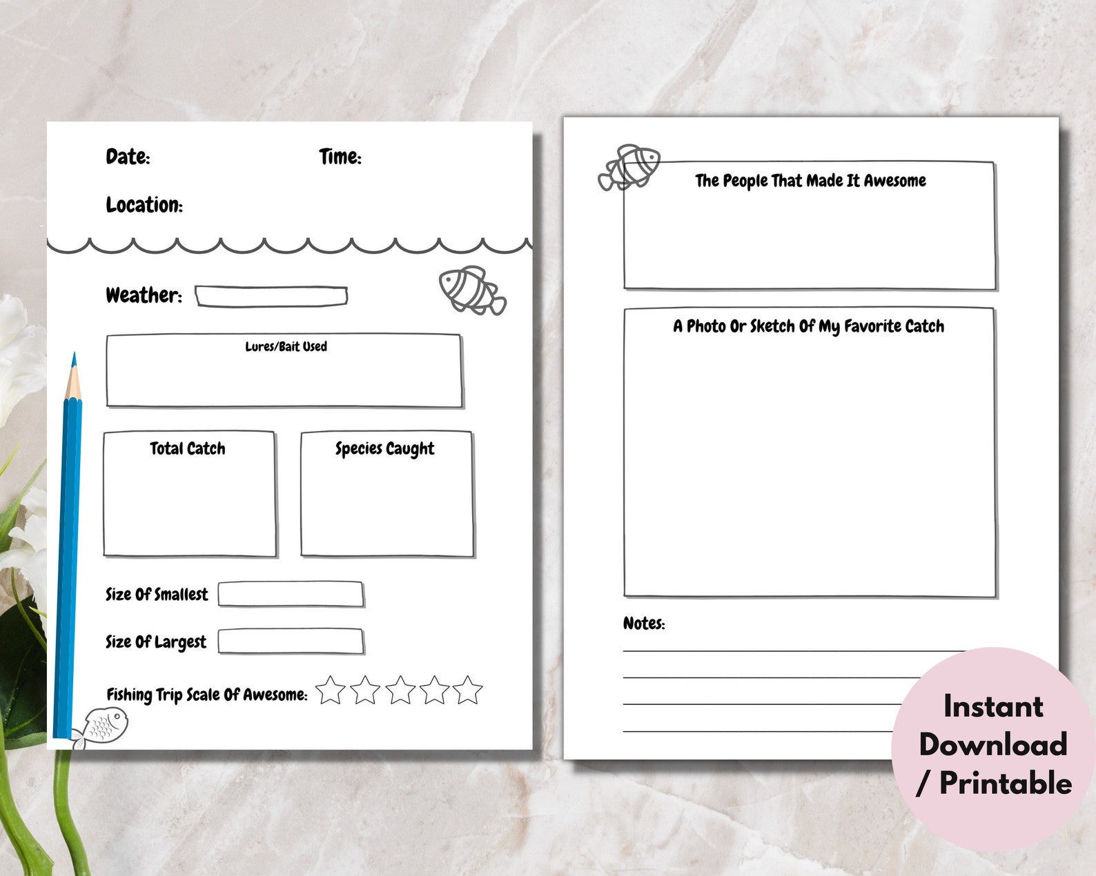 Fishing Log Printable for Kids, Journal Diary, Record Your Fishing Trip ...