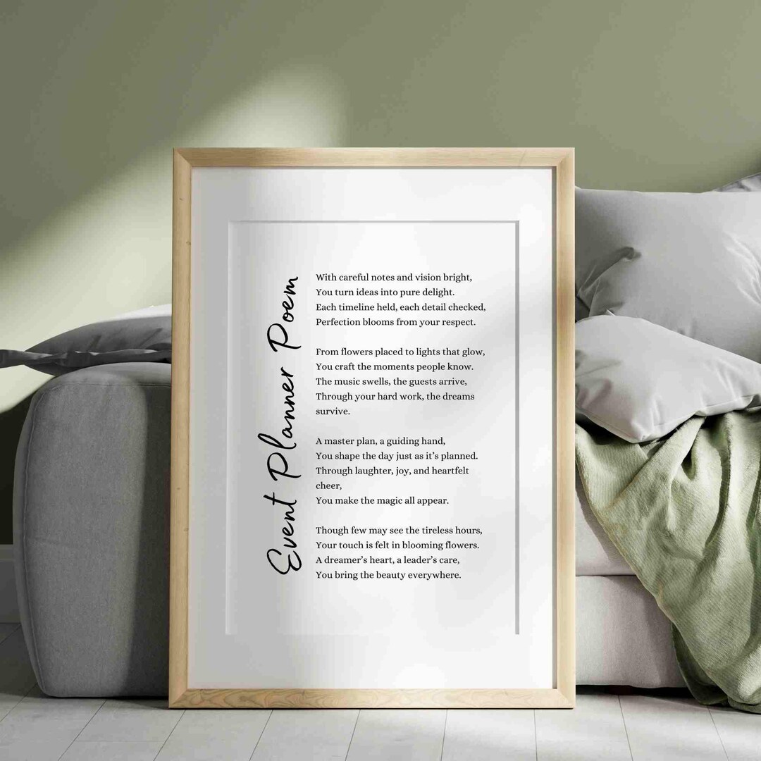 Event Planner Poem Gift Card Printable Wall Art Appreciation Gift ...