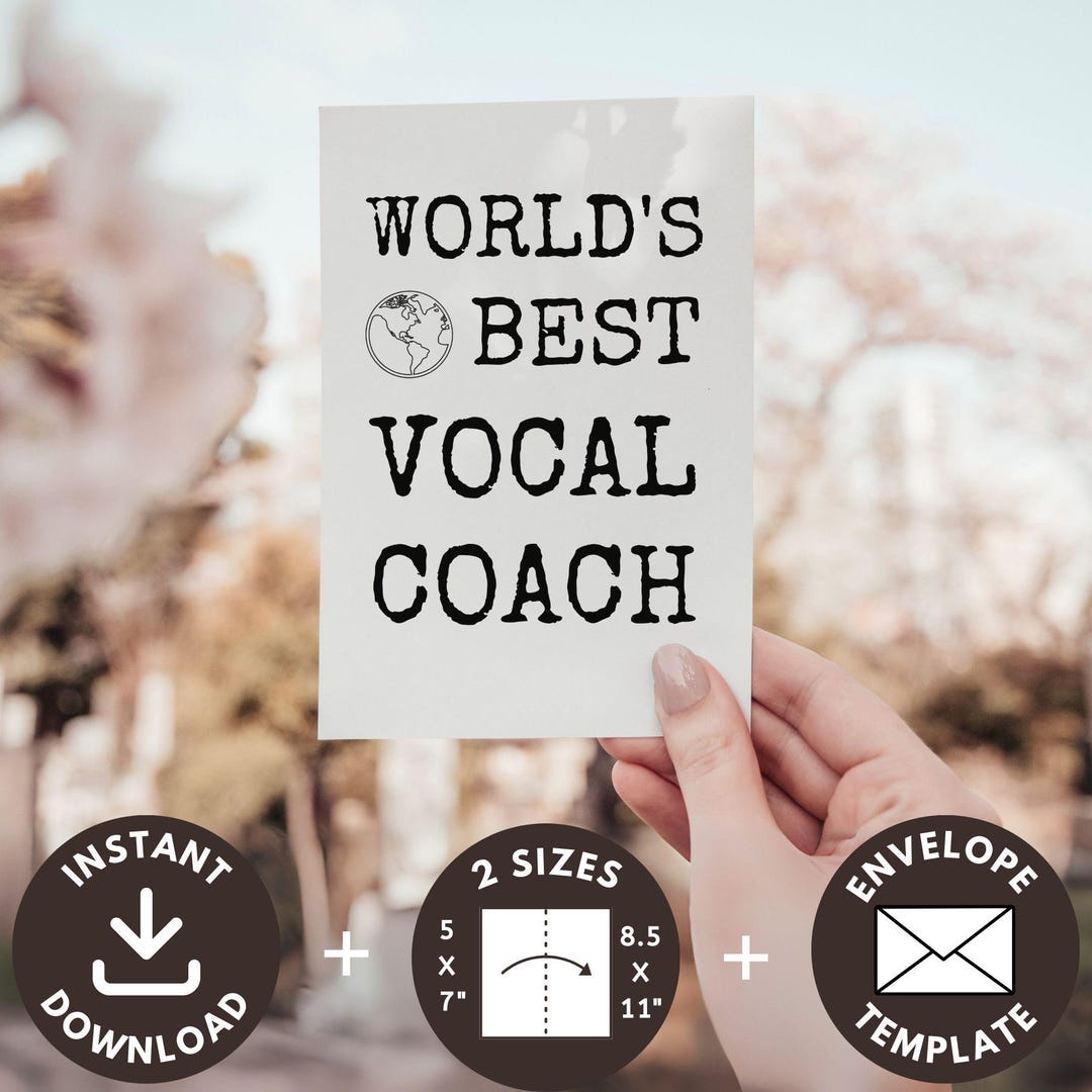 Vocal Coach Gift Card Printable Appreciation Greeting Music Teacher ...