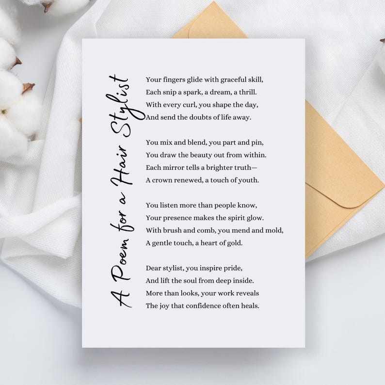 Hair Stylist Poem Gift Card Printable Wall Art Appreciation Gift for ...