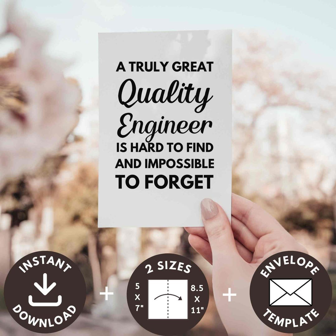 Quality Engineer Gift Card Printable Appreciation Thank-you ...