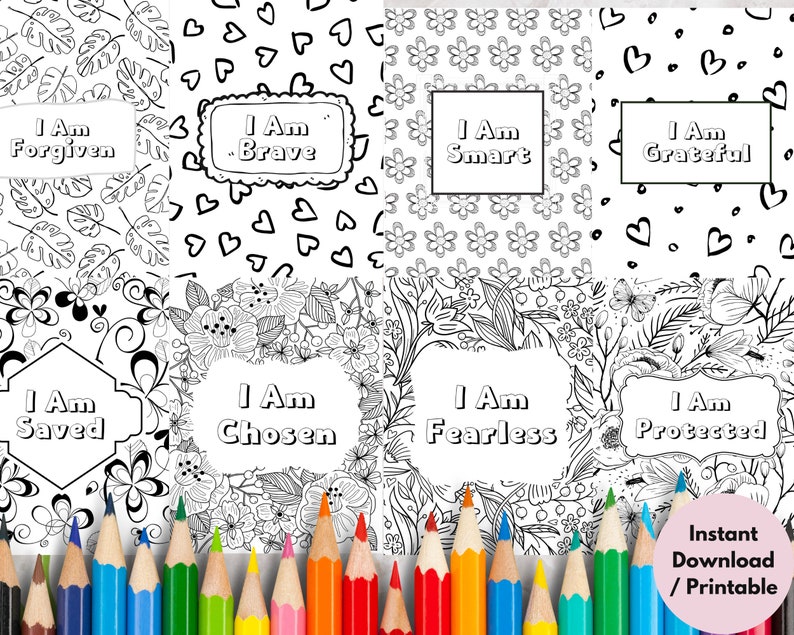 30 I Am Biblical Affirmation Coloring Pages, Christian Affirmations ...