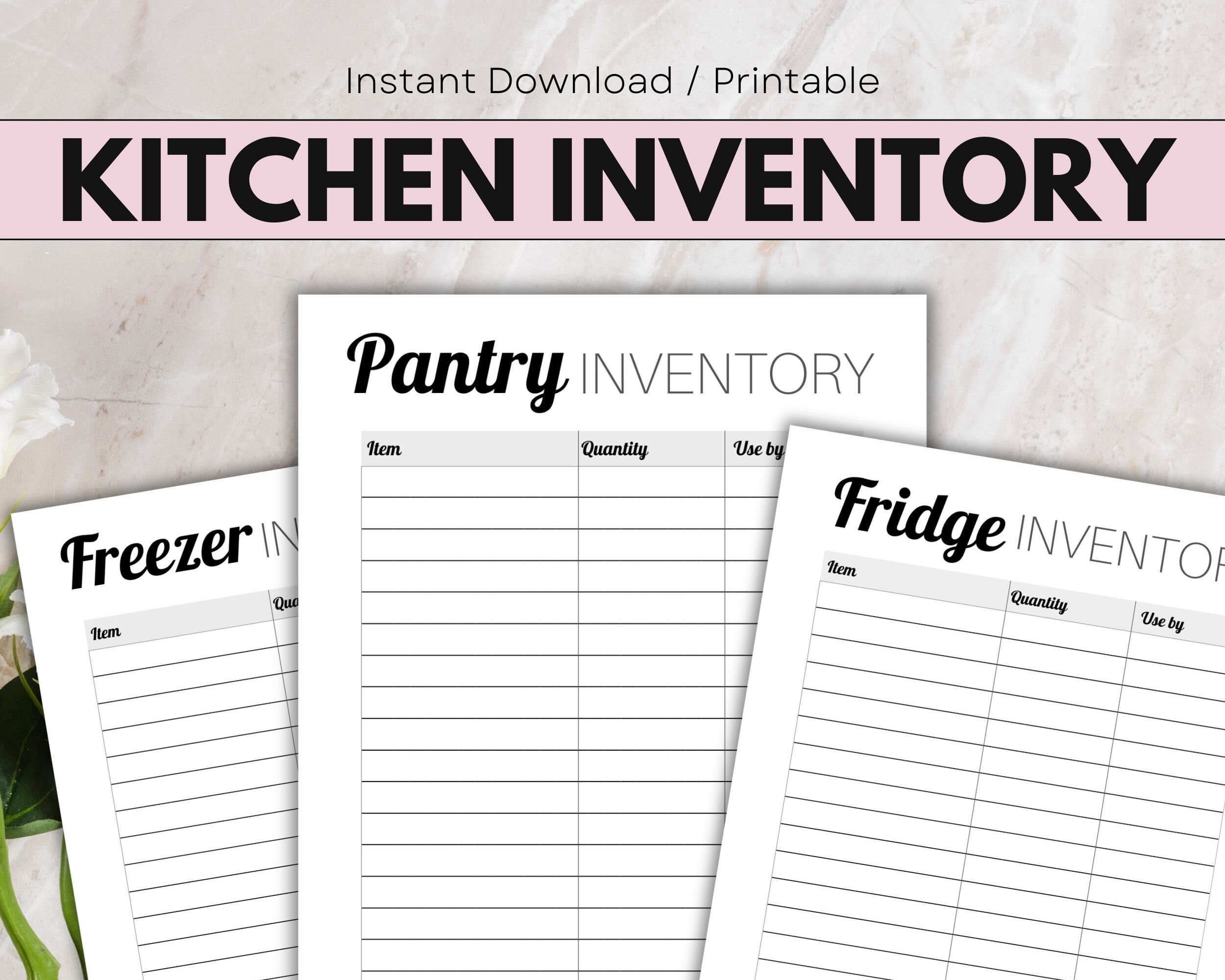 Kitchen Inventory Printable, Pantry, Fridge, and Freezer Tracker, Home ...