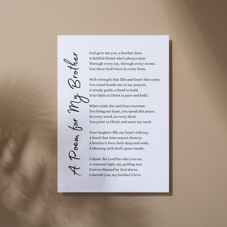 Brother Poem, Appreciation Gift, Christian Brother Poetry Wall Art ...