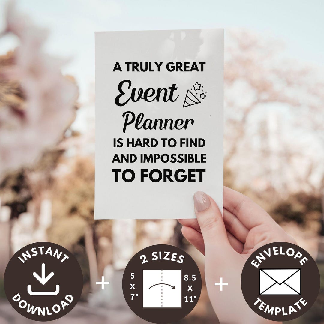 Event Planner Poem Gift Printable Card Appreciation Greeting Party ...