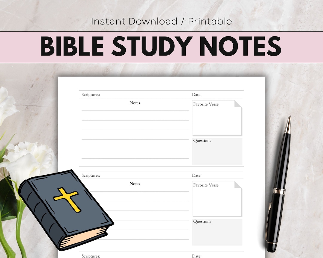 Bible Study Notes Printable, Bible Reading Log, Bible Journaling ...