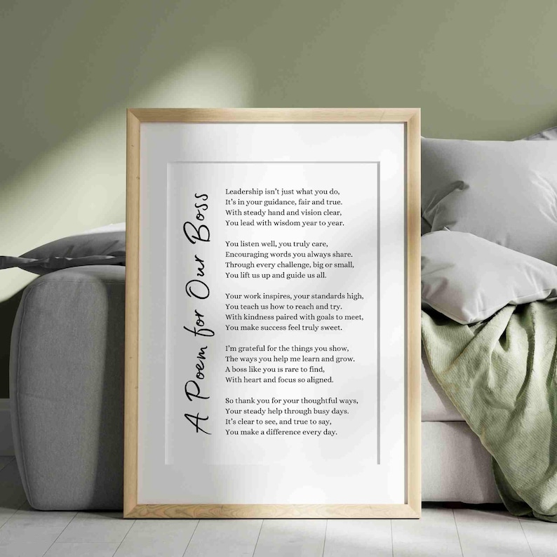 Boss Poem Gift Card Printable Wall Art Appreciation Gift for Manager ...
