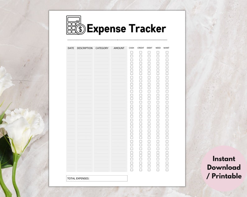 Expense Tracker Printable, Spending Log, Purchase Log, Transaction Log ...