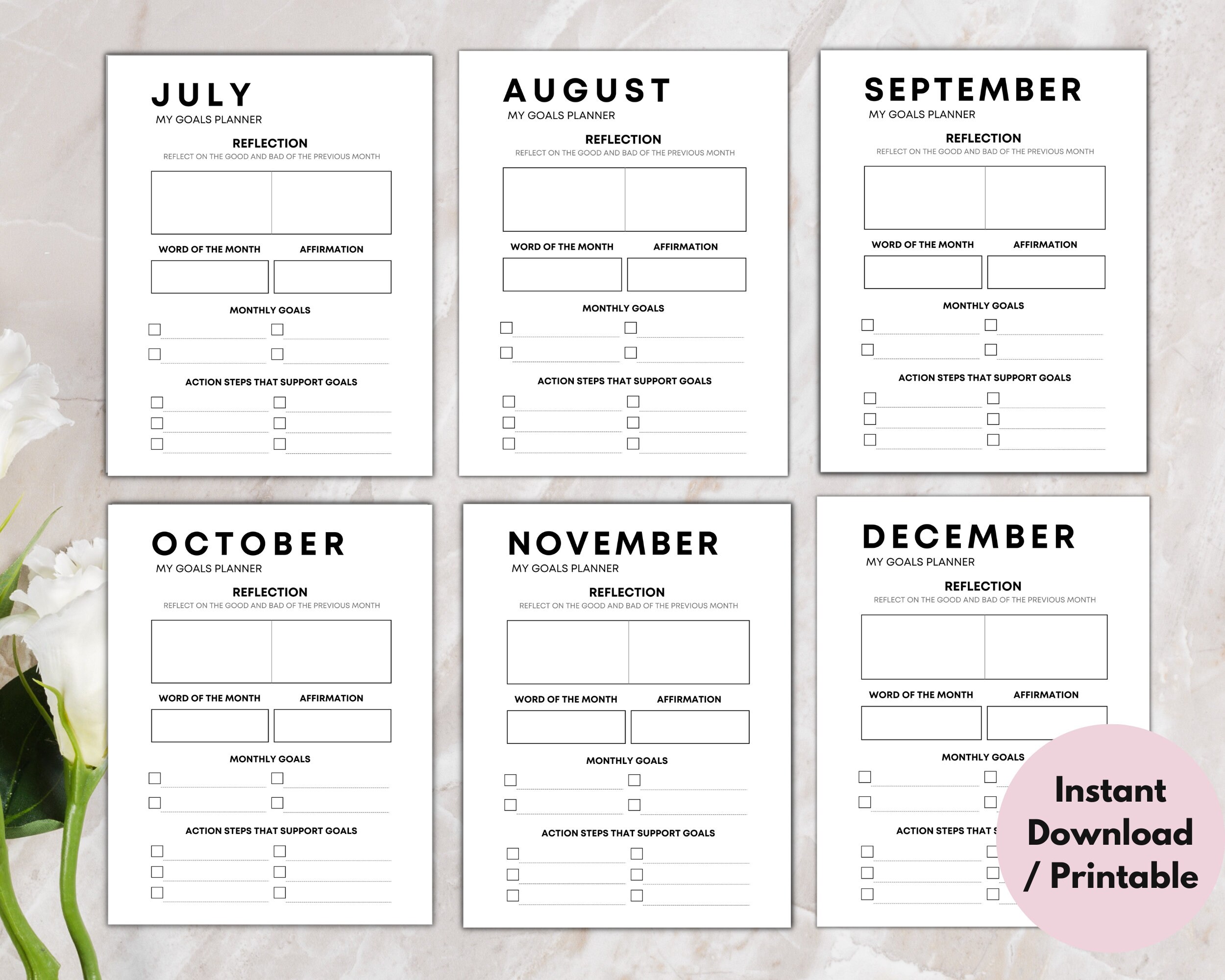 12 Month Goal Setting Printables, Productivity Tracker & Organizer Gift ...