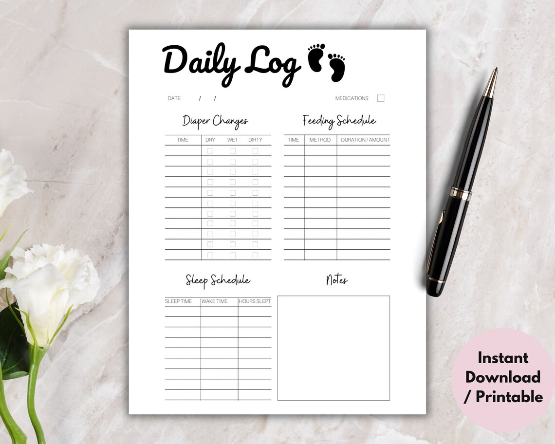 Daily Baby Tracking Printable, Newborn / Infant / Toddler Tracker ...