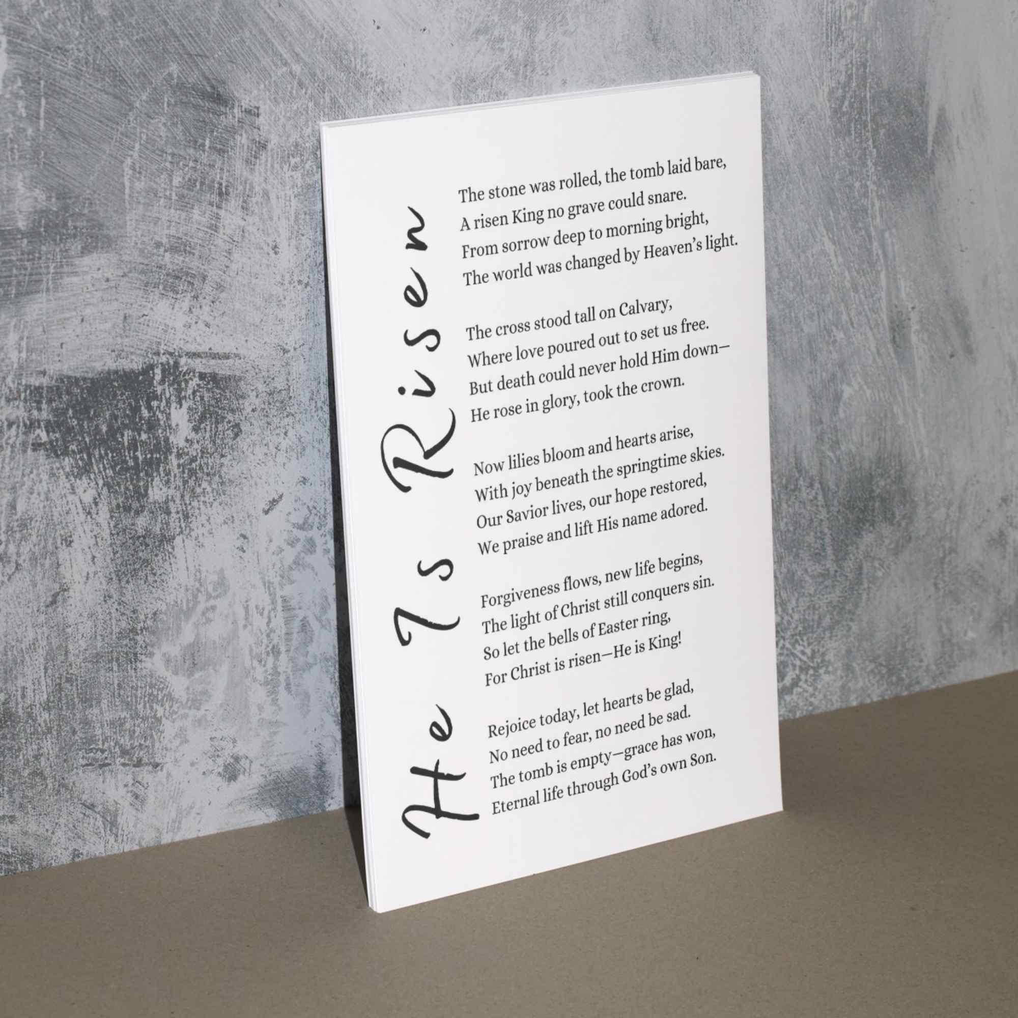 Easter Poem Printable, Christian Easter Wall Art, He is Risen Poem ...