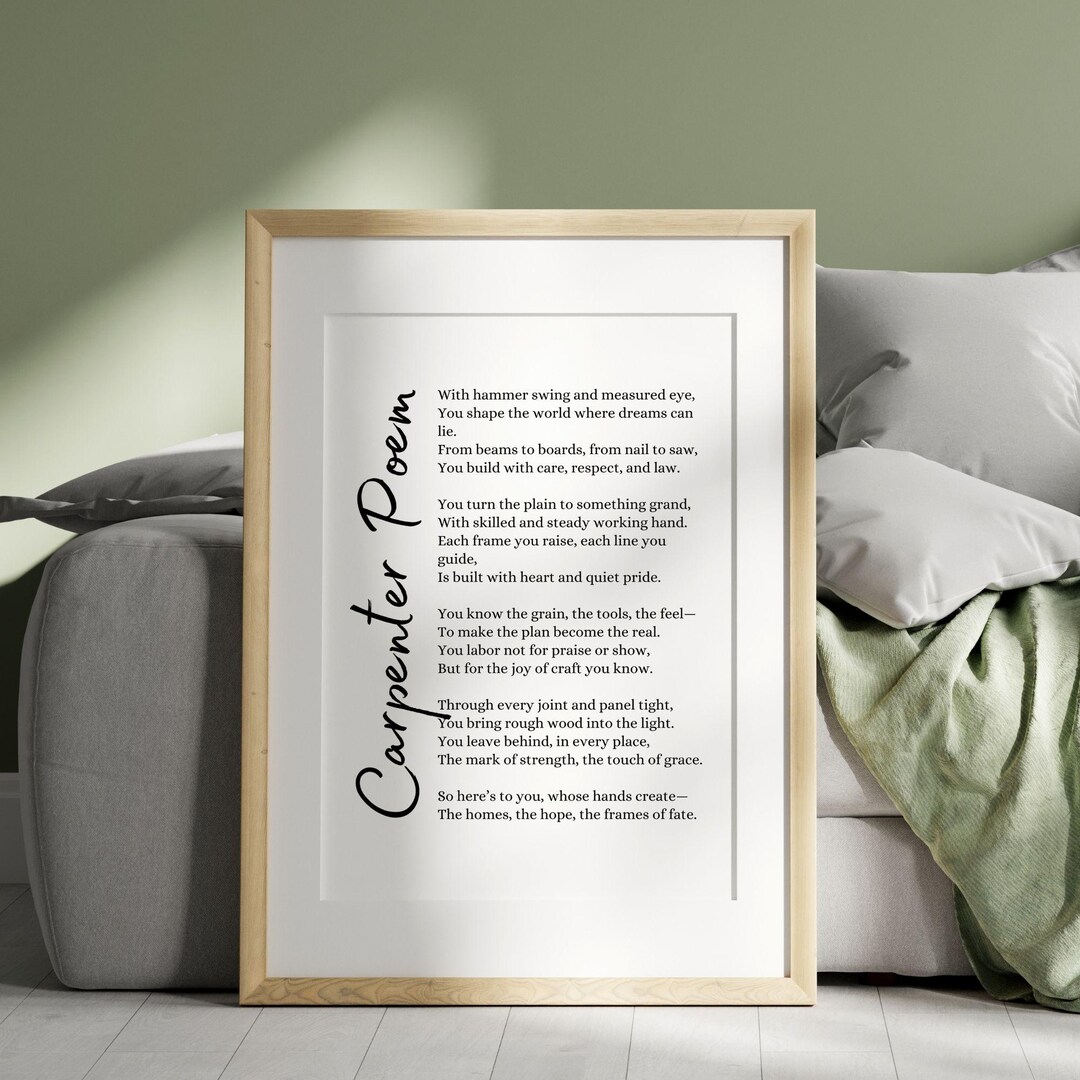 Carpenter Poem Appreciation Gift Skilled Tradesman Woodwork ...