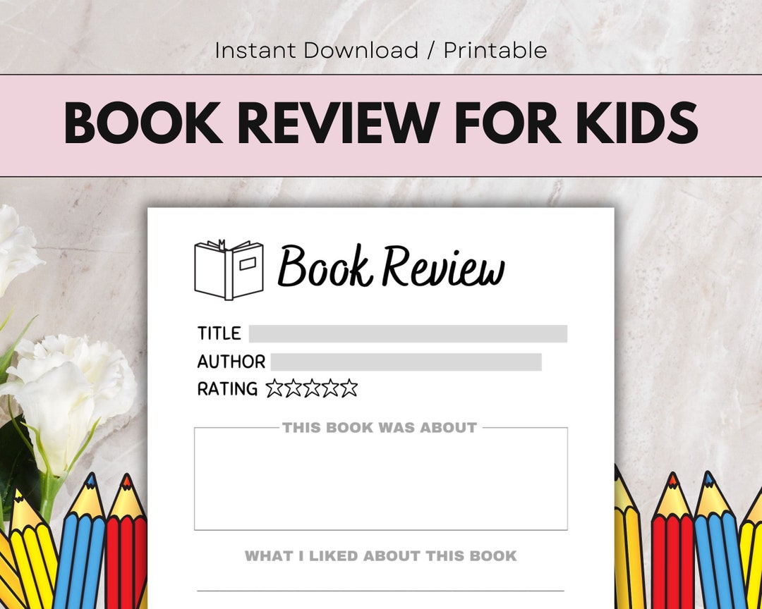 Book Review Printable for Kids, Book Journal, Reading Tracker ...