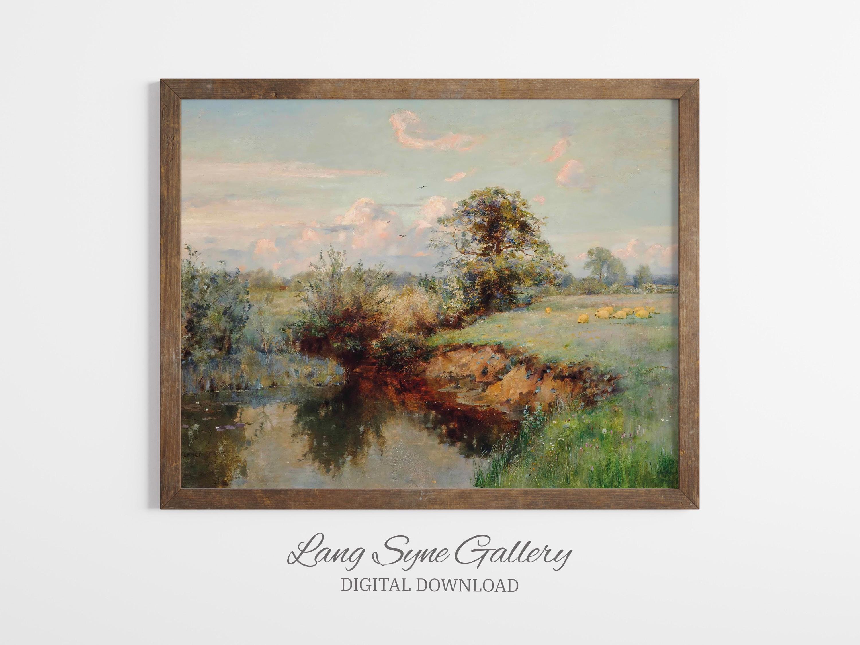 Painting of River| Countryside Wall Art | Cottagecore Art | Modern ...