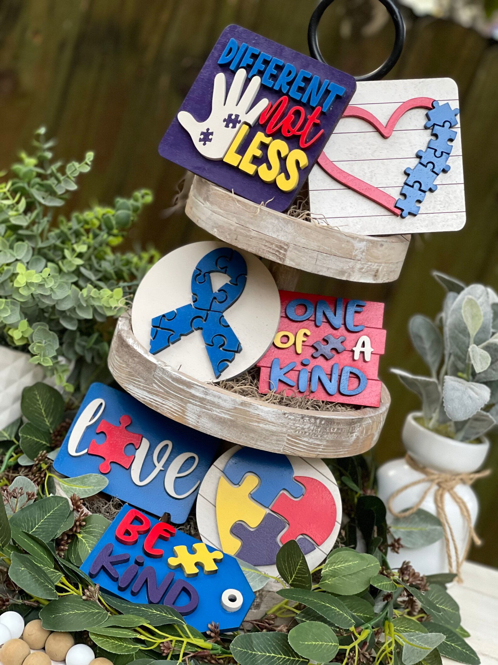 Autism Awareness Tier Tray Set - Etsy