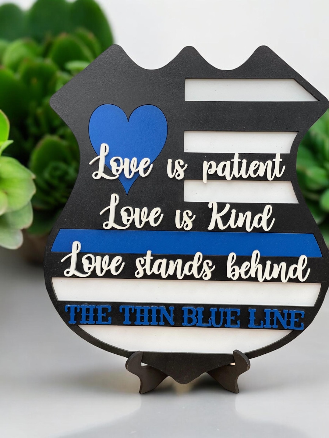 Thin Blue Line Police Badge Sign: Back the Blue Door Hanger - Etsy