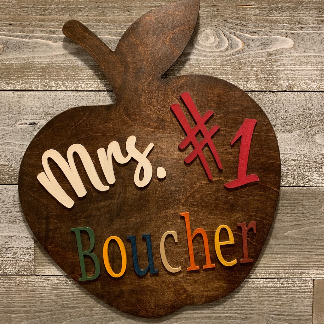 Custom Teacher Wooden Apple Door Sign | 18 X 15 Apple - Etsy