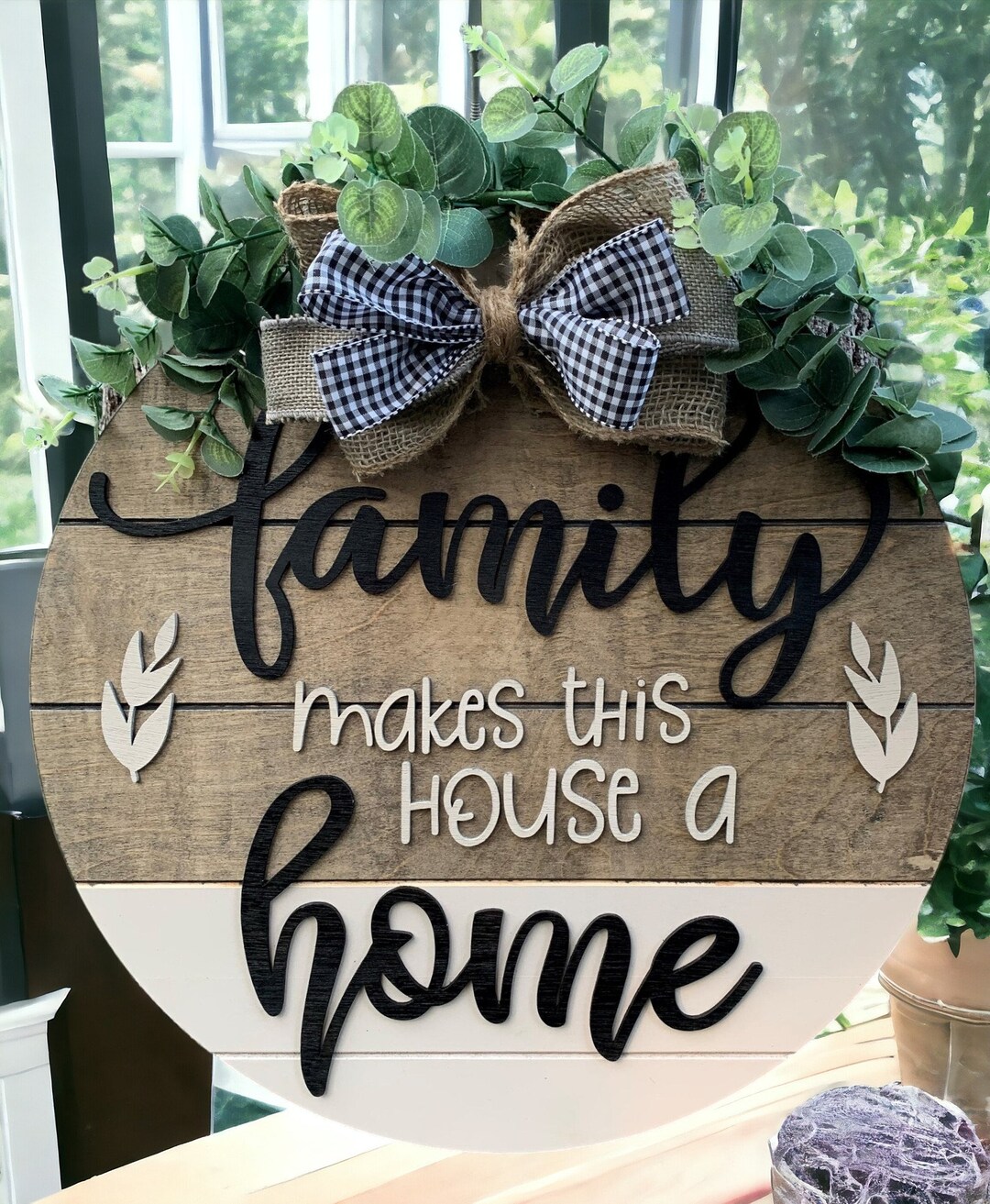 Family Wooden Welcome Sign | Family Makes This House A Home | Wooden ...