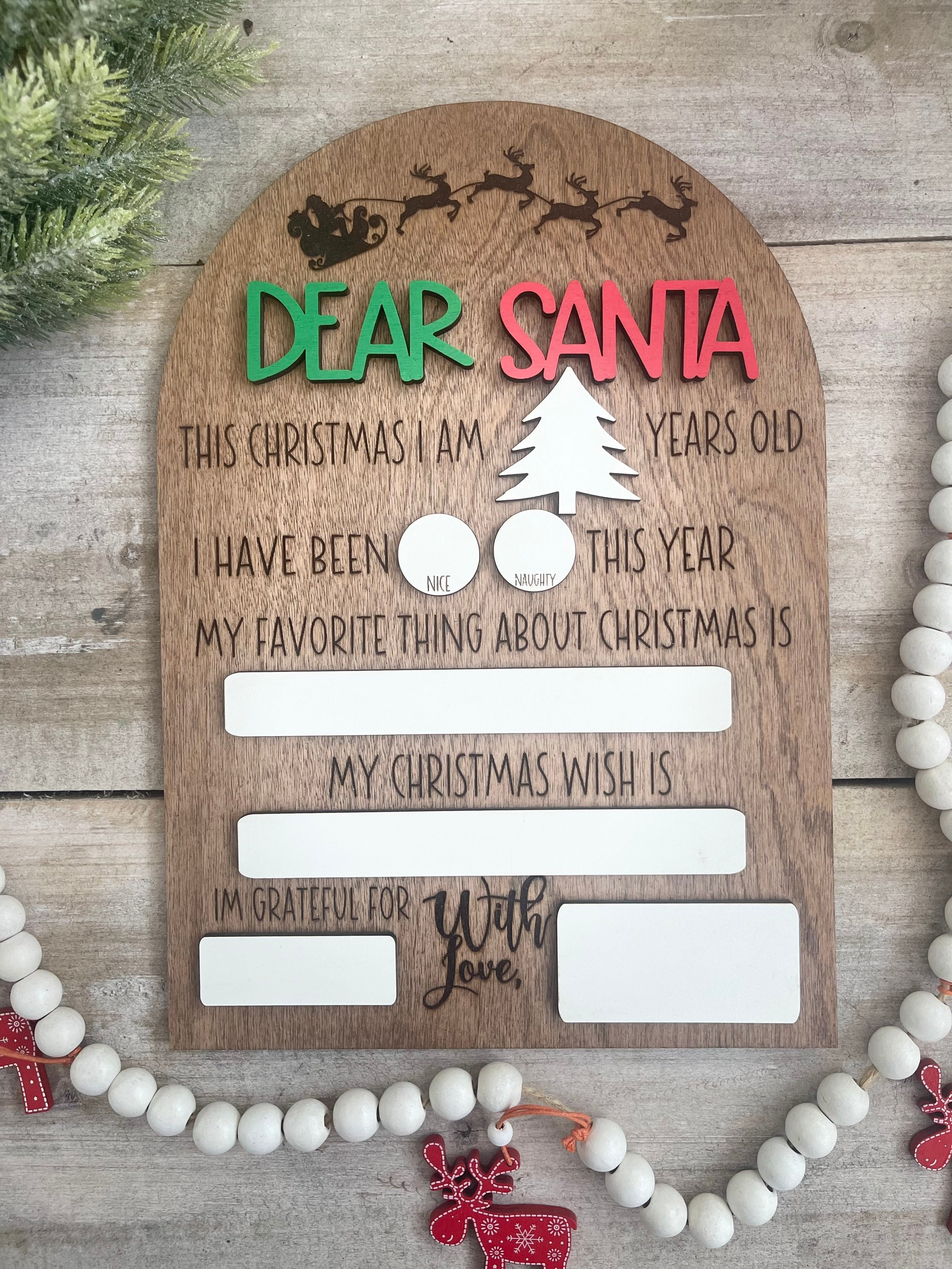 Dear Santa Letter Sign / Santa Letter Board / Santa Board Sign - Etsy