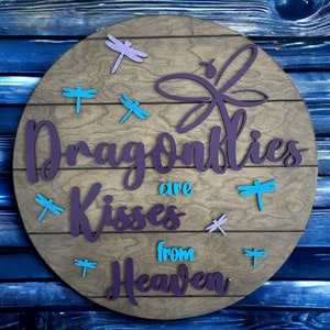 Dragonfly Kisses From Heaven Wood Sign - Memorial Decor - Etsy